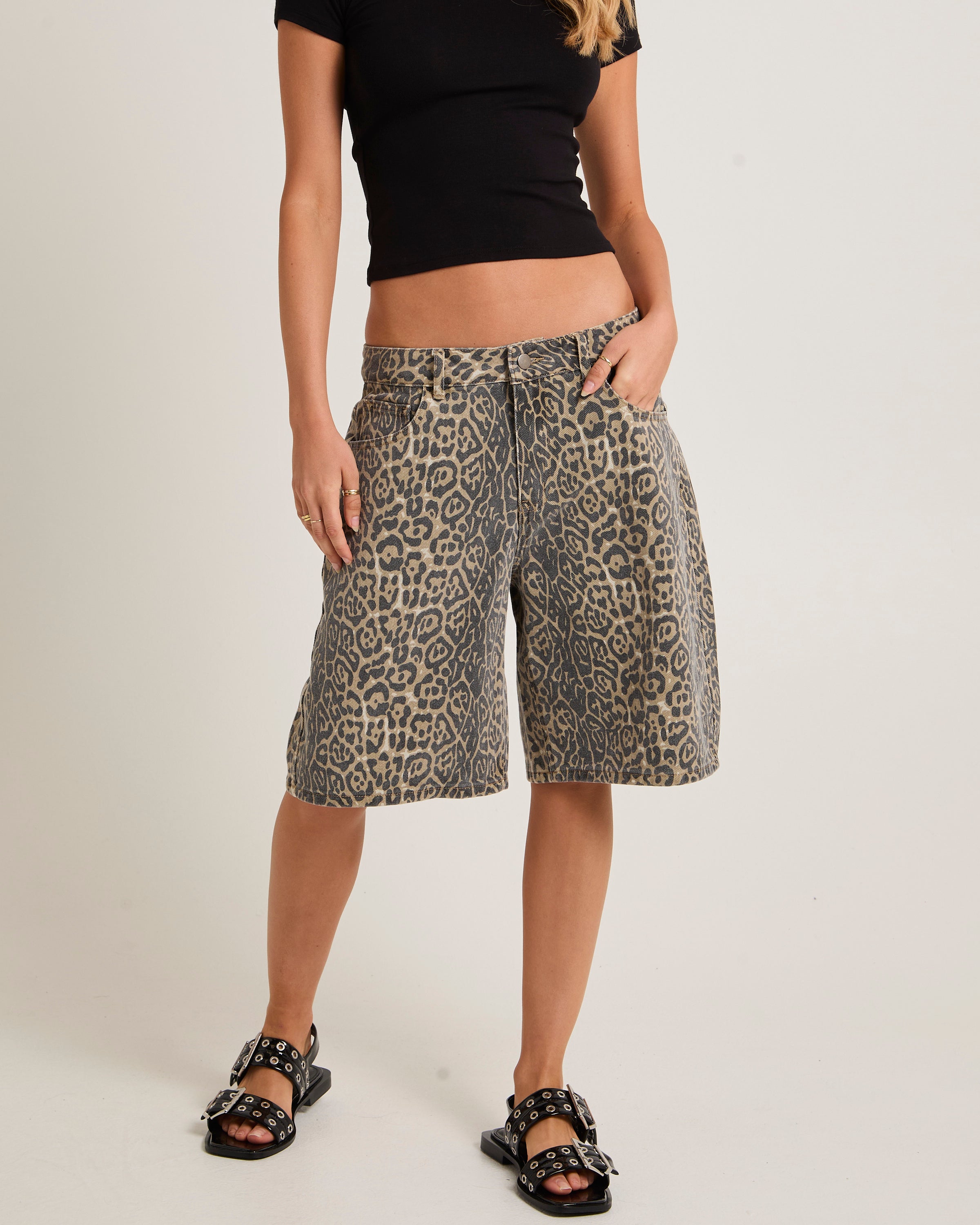 Leopard Denim Jorts – General Pants Co.