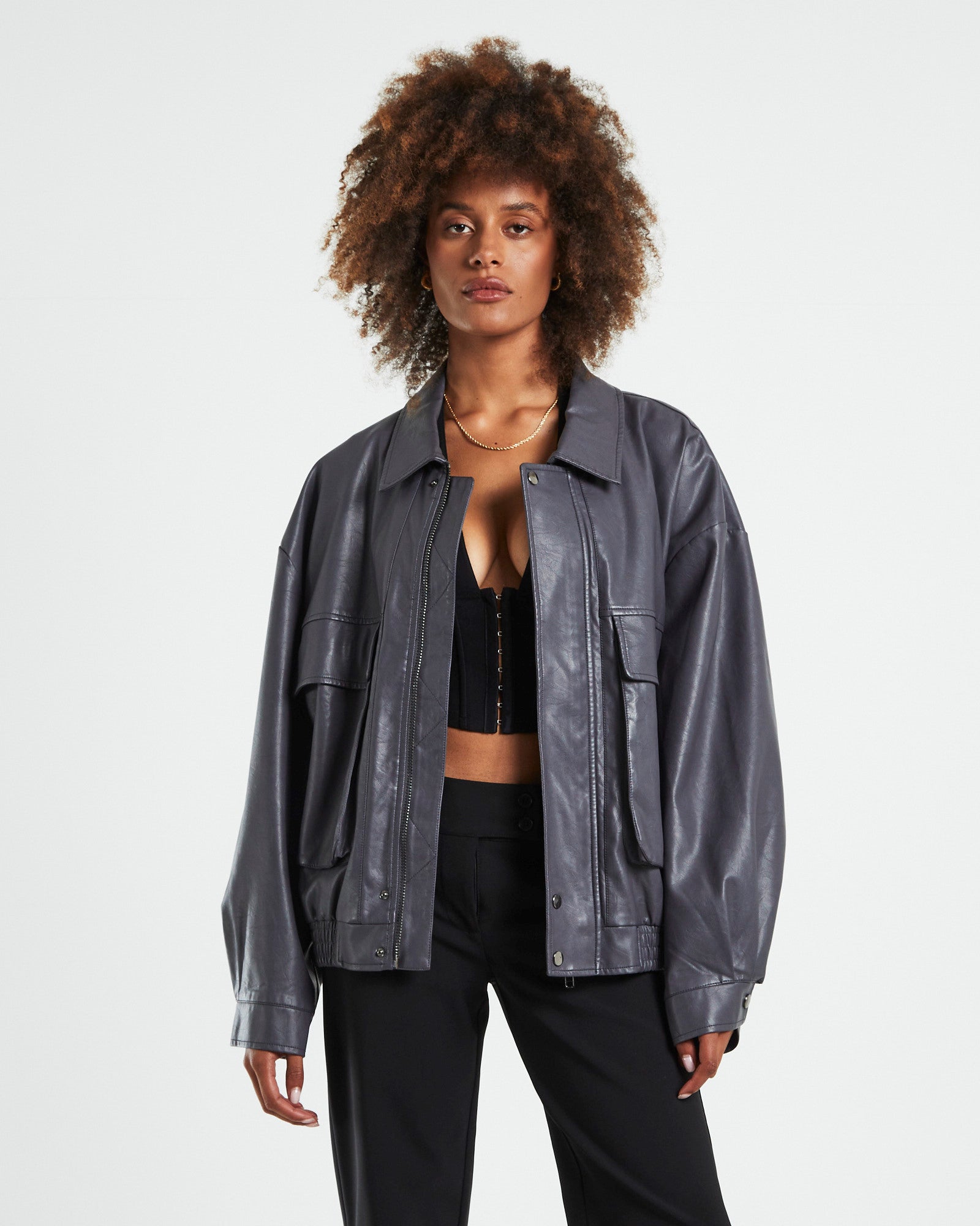 Jen Oversized Patch Pocket Jacket Grey – General Pants Co.