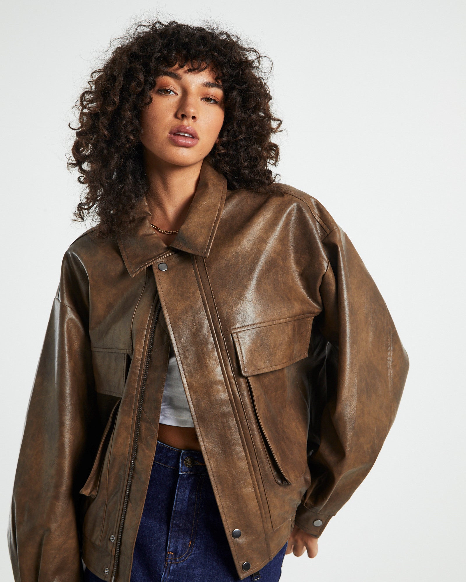 Jen Oversized Patch Pocket Jacket Brown – General Pants Co.