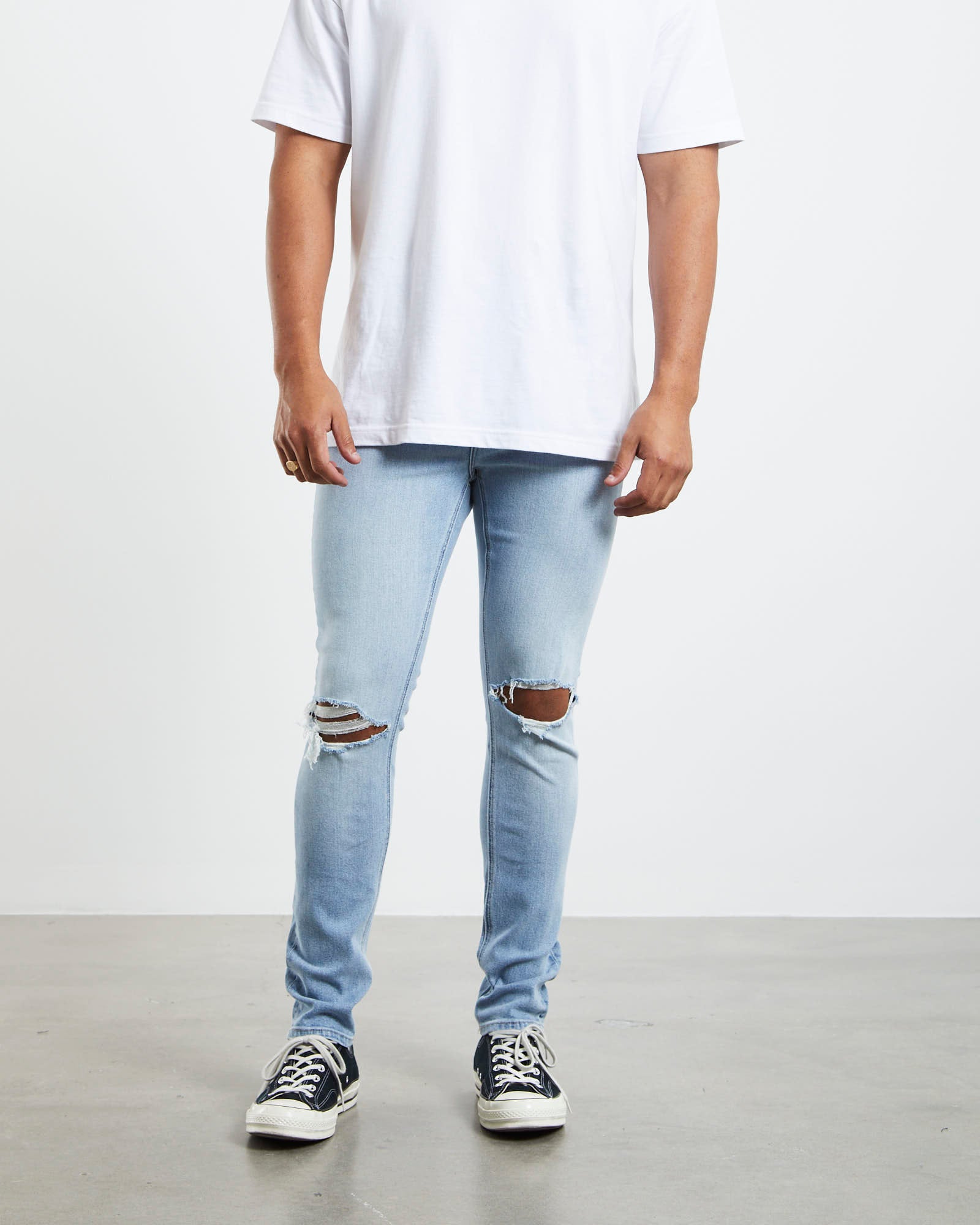 Rebel Skinny Denim Jeans Loaded Rip – General Pants Co.