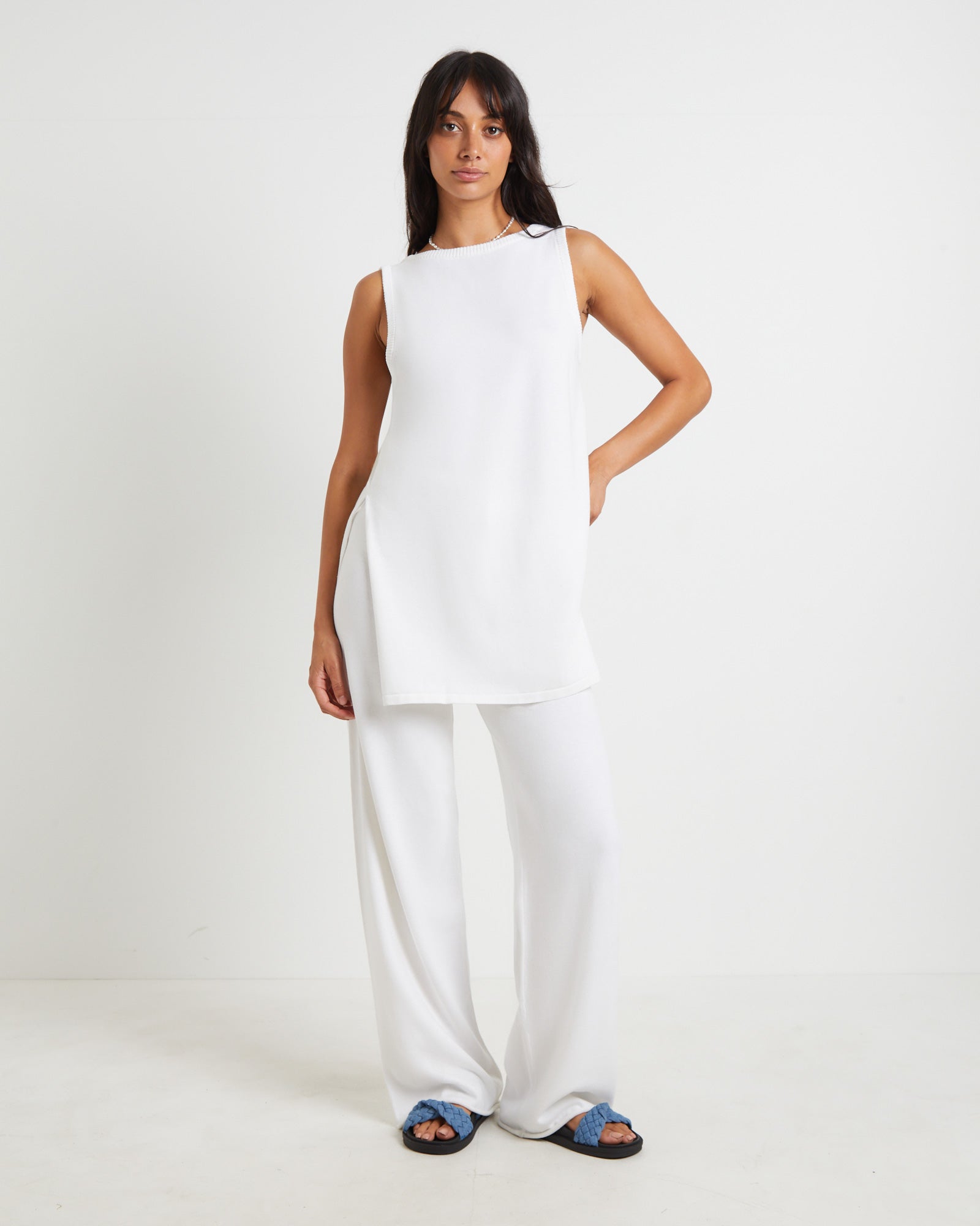 Riley Split Tank Top in White – General Pants Co.